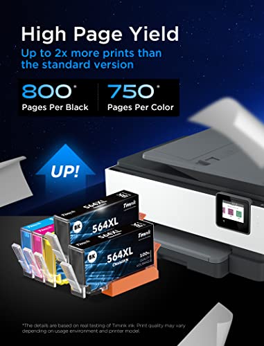 【5-Pack Larger Capacity】 564XL Ink Cartridges Replacement for Original HP 564 XL Combo Pack - Compatible for Photosmart 5520 6520 7510 7520 DeskJet 3520 Premium C309A C410A Printer (2BK/C/M/Y)
