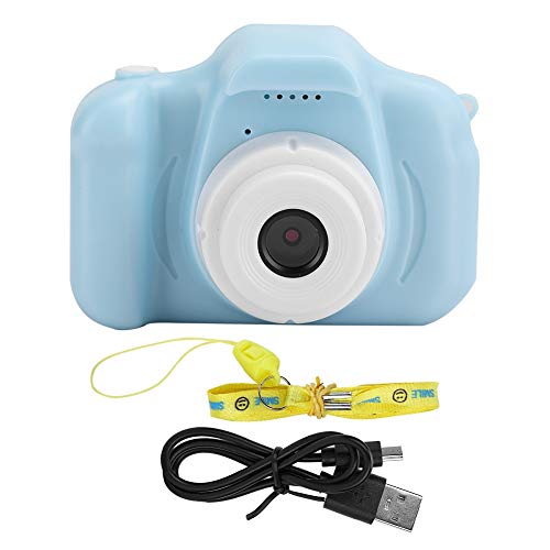 Cartoon Intelligence Kid Mini Photography Camera, Simple Operation Digital Video Camera with Lanyard, for Children of All Ages (Blue - general clear version)
