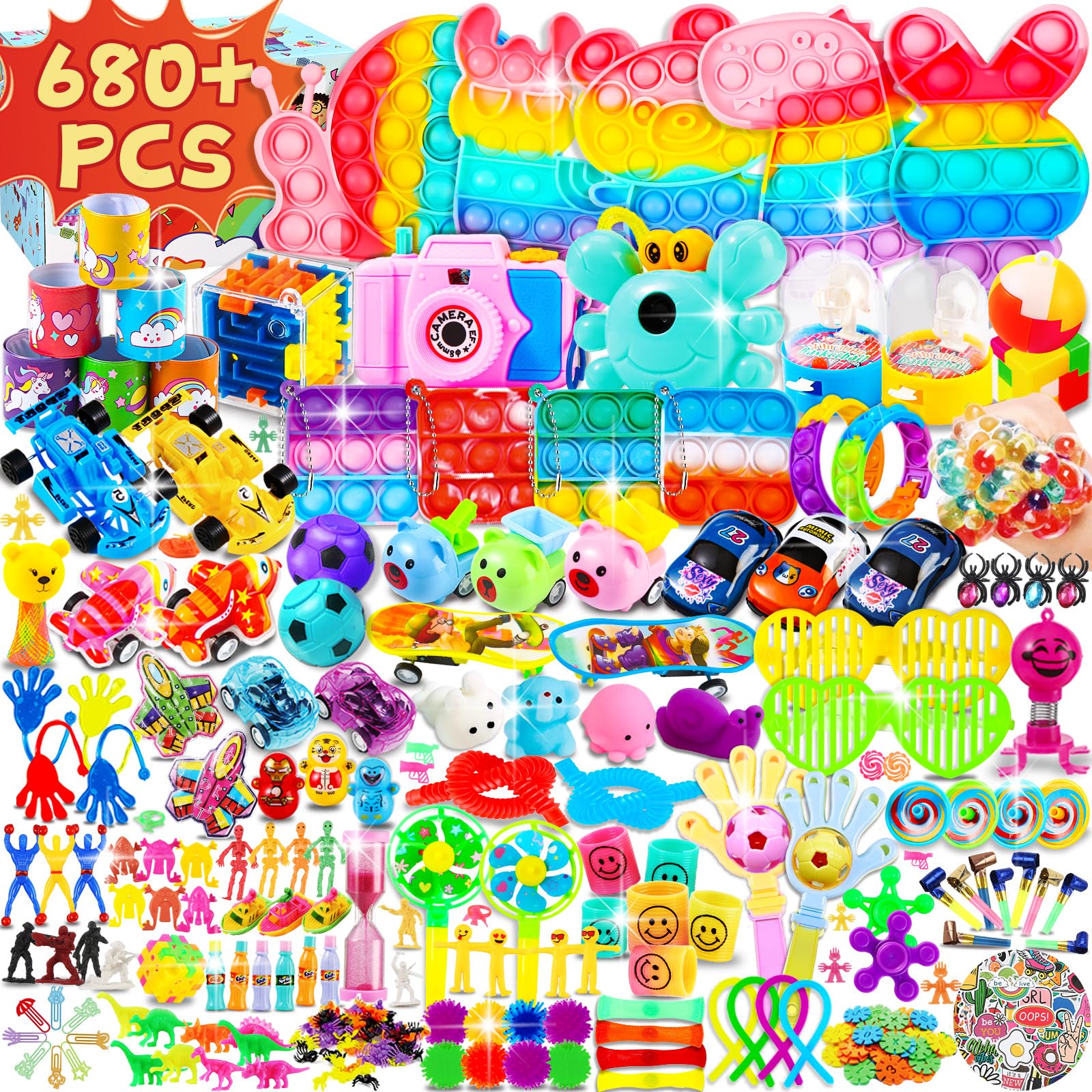Zunaco Halloween Party Favors for Kids, Halloween Bulk Fidget Toys Party Supplies, Trick or Treat Gifts Goodie Bag Fillers, School Classroom Carnival Prizes Treasure Box