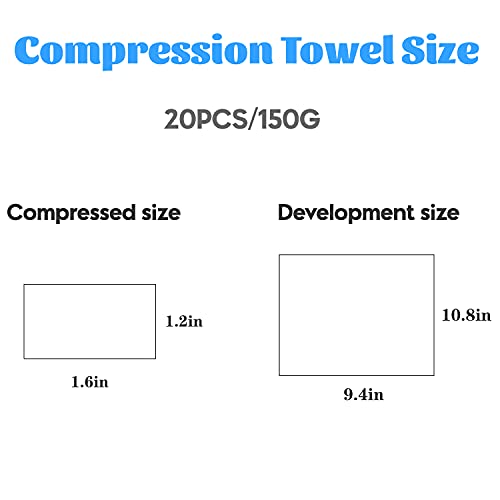 Compressed Towel, Disposable Face Compressed Towels, Soft Compressed Hand Wipe, Portable Compressed Coin Tissue for Travel/Home/Outdoor Activities(9.4X10.8in/20PCS)