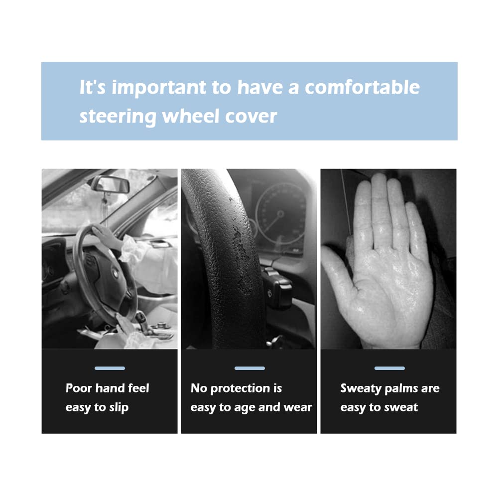 Silicone Steering Wheel Cover丨Non-Slip Elastic Wheel Cover for Car with Tire Texture Ensuring Safe Driving丨Cool Car Accessories Fits Car Truck SUV (Black)