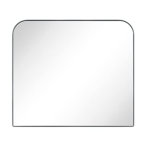 EGHOME 30x34'' Black Arched Mantel Mirror Arch Rounded Corner Mirror for Bathroom, Living Room or Powder Room