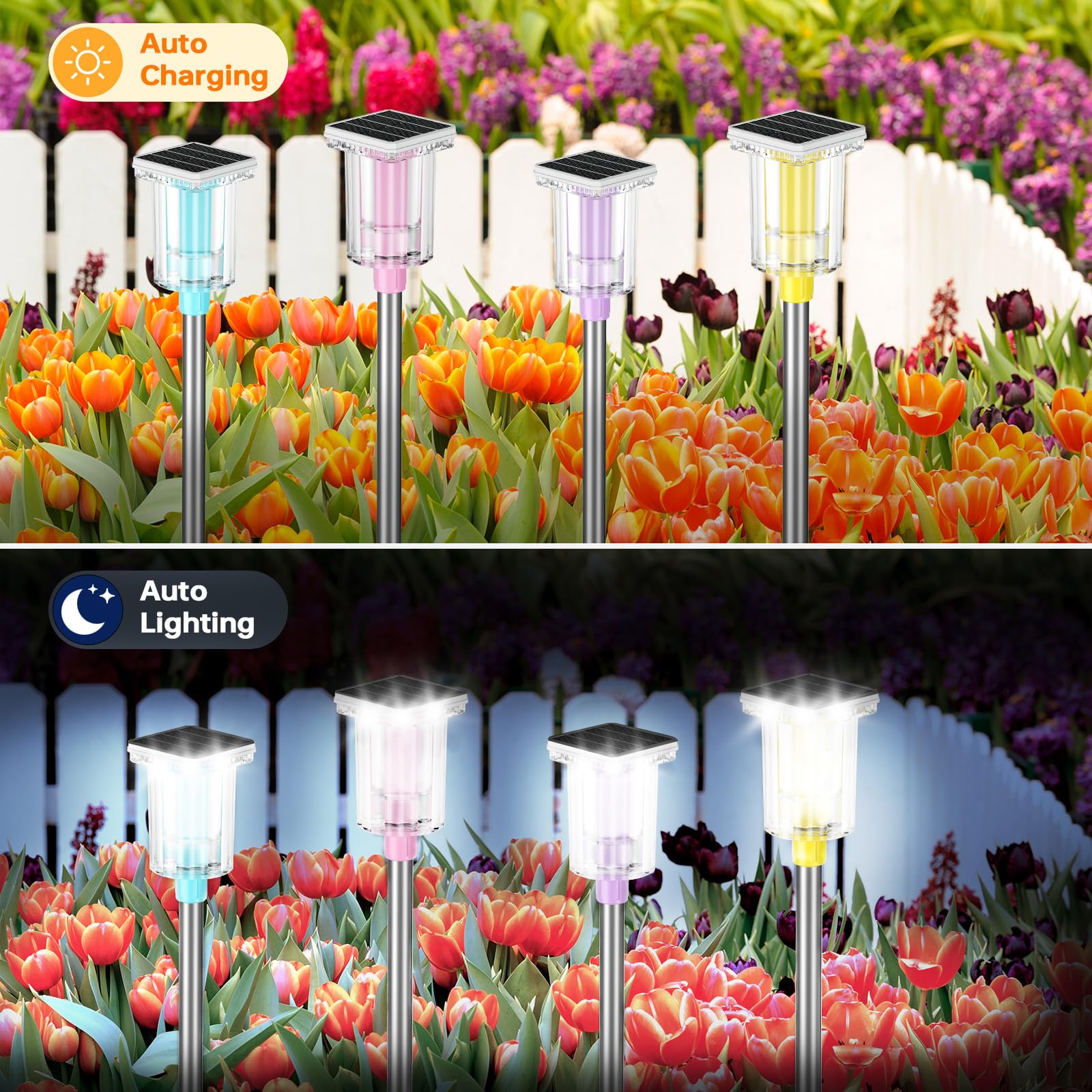 ALFIOT Solar Garden Lights, Pathway Lights Outdoor Waterproof and Ultra-Bright LED Landscape Lighting, Solar-Powered Illumination Decorative Firefly Lights(6 Pack)… (PW-L-002-A)