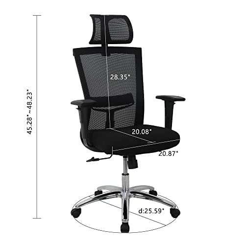 Home Ergonomic Office Chair Mesh Office Chair with Wheels,Office Desk Chair with Lumbar Support Armrest Executive Rolling Swivel Adjustable Height Mid Back Task Chair for Adults, Black