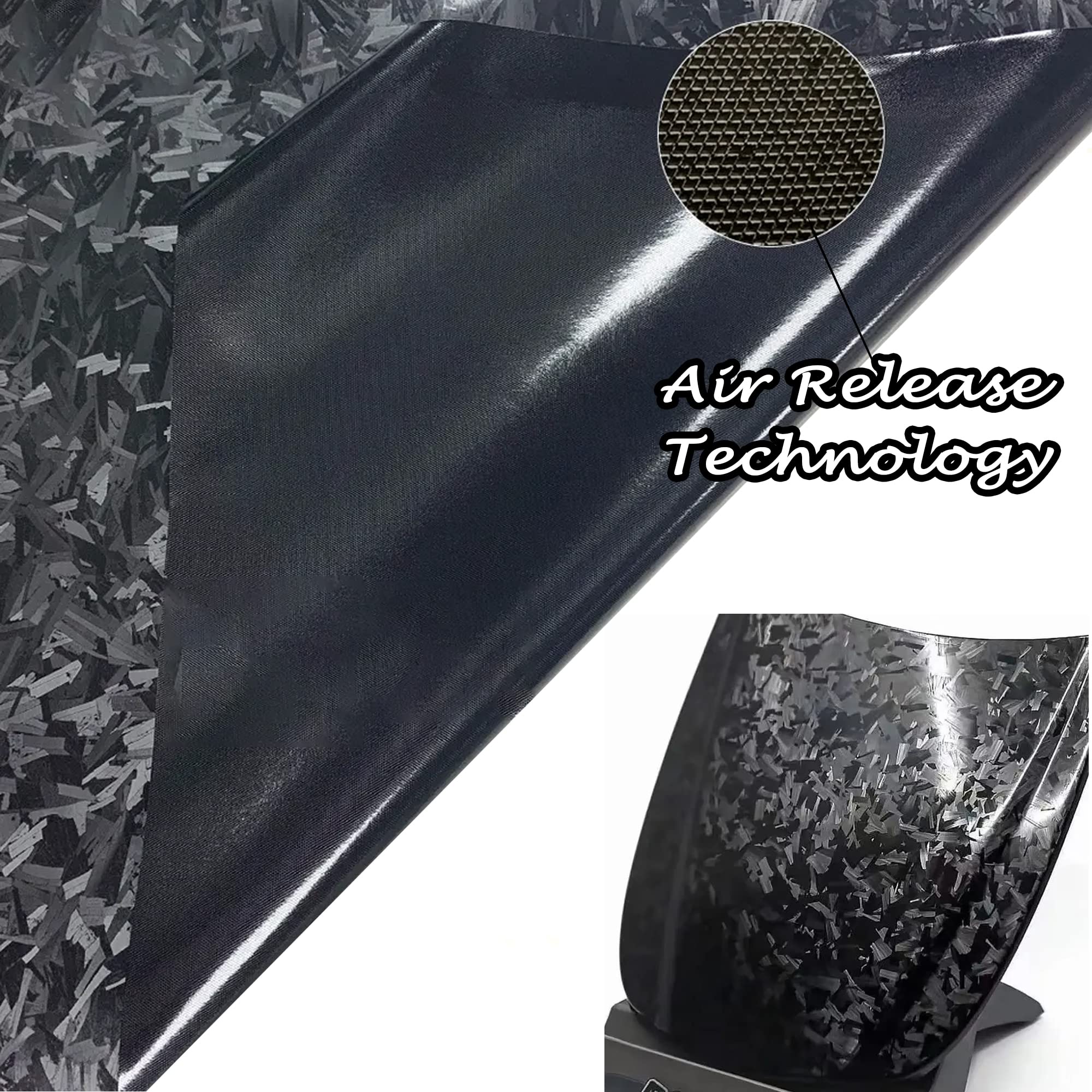 Black Forged Carbon Fiber Vinyl Wrap Roll, Lypumso Matte Black Car Wrap Vinyl with Bubble Free Air Release Auto DIY Decal Vehicle Motorcycle Self Adhesive Sticker (Black Forged Carbon, 1ft x 10ft)