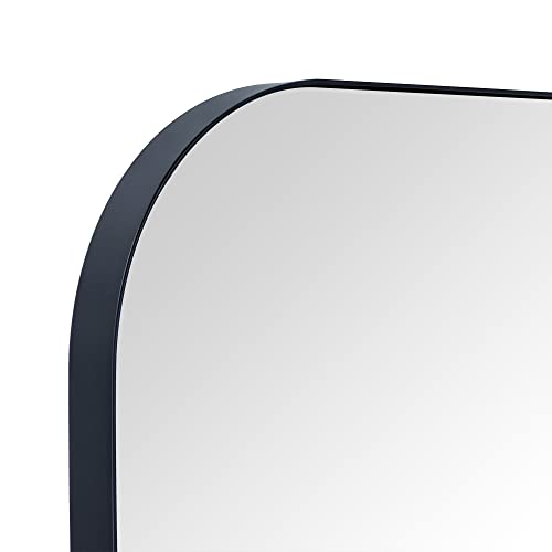 EGHOME 30x34'' Black Arched Mantel Mirror Arch Rounded Corner Mirror for Bathroom, Living Room or Powder Room