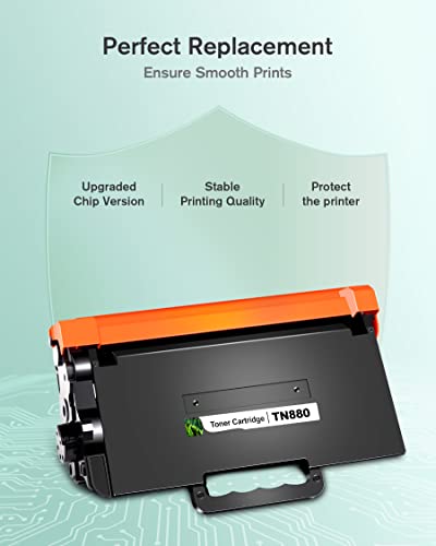 TN880 TN-880 TN880 Toner Replacement for Brother TN880 TN-880 TN 880 to Use with MFC-L6700DW MFC-L6800DW HL-L6200DW L6200DWT L6250DW (2 Black)