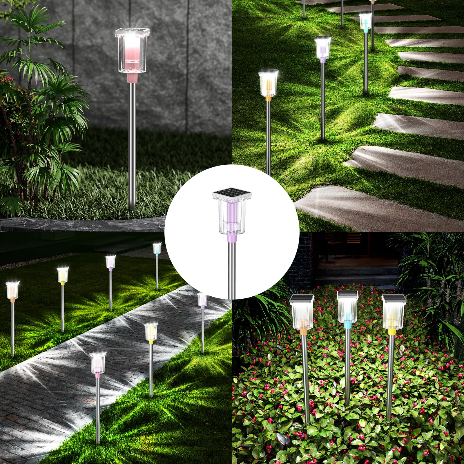 ALFIOT Solar Garden Lights, Pathway Lights Outdoor Waterproof and Ultra-Bright LED Landscape Lighting, Solar-Powered Illumination Decorative Firefly Lights(6 Pack)… (PW-L-002-A)