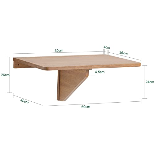 Haotian SoBuy Trestle Desk Wall-Mounted Drop-Leaf Table Folding Kitchen & Dining Computer Desk Home Office Workstation, Natural FWT03-PF