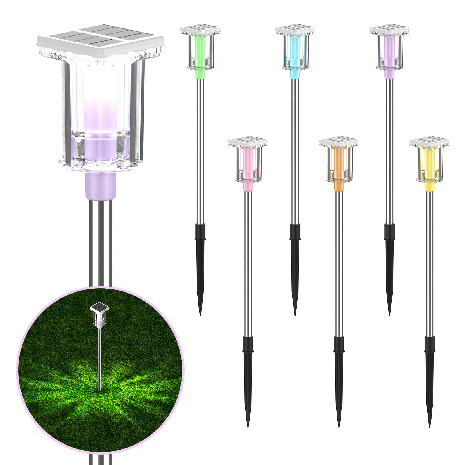 ALFIOT Solar Garden Lights, Pathway Lights Outdoor Waterproof and Ultra-Bright LED Landscape Lighting, Solar-Powered Illumination Decorative Firefly Lights（6 Pack）… (PW-L-002-A)