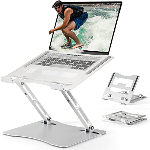 Laptop StandďźFoldable Height Lift Laptop Stand,Heat Dissipation,Ergonomic Design,Compatible with MacBook Air/Pro Dell HP XPS Lenovo Chromebook Ipad All Laptops 10-17'',Silver,F1-2