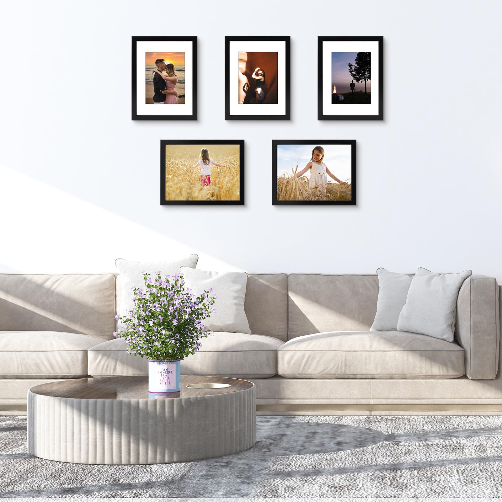 Golden State Art, 9x12 Picture Frame - Black Solid Wood With Tempered Glass - Display Pictures 6X8 with Mat or 9X12 Without Mat - Wall Hanging Photo Frame, 1 Pack