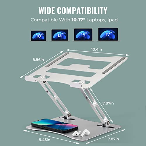 Laptop Stand,Foldable Height Lift Laptop Stand,Heat Dissipation,Ergonomic Design,Compatible with MacBook Air/Pro Dell HP XPS Lenovo Chromebook Ipad All Laptops 10-17'',Silver,F1-2