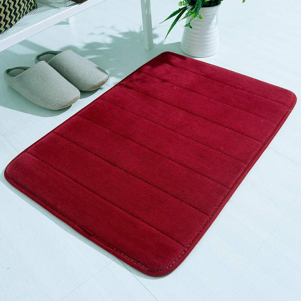 Thick Memory Foam Bath Rugs, Soft Absorbent Soft Memory Foam Mat, Non-Slip Bathroom Mats, Machine Washable Bathmat, Carpet Rug Room Decor for Shower Floor, 24''x17'' Bath Rugs (red)