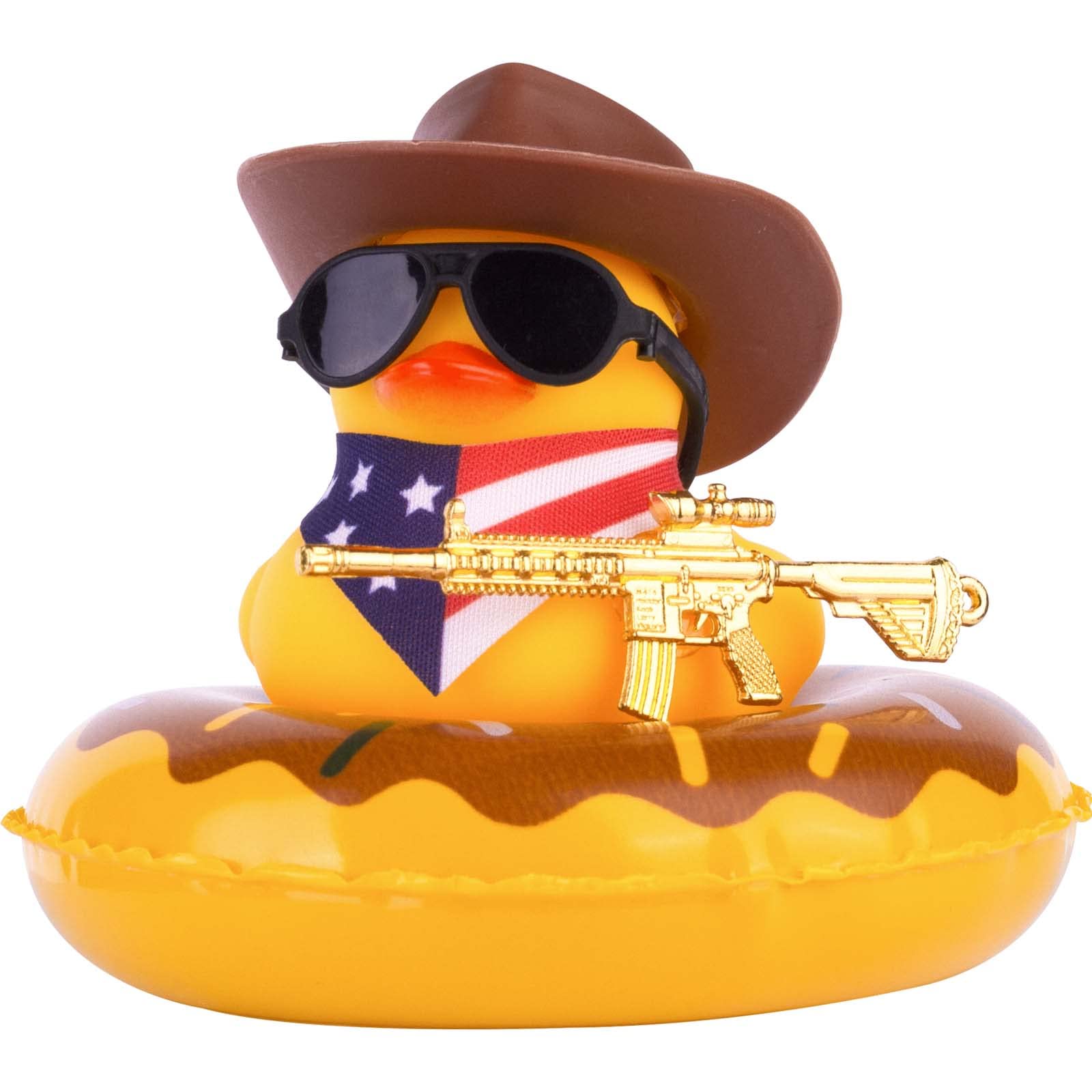 MuMyer Cowboy Duck Car Dashboard Decorations Rubber Duck Car Ornaments with Cool Accessories Mini Swim Ring Sun Hat Sunglasses Scarf or Necklace for Dashboard Decoration