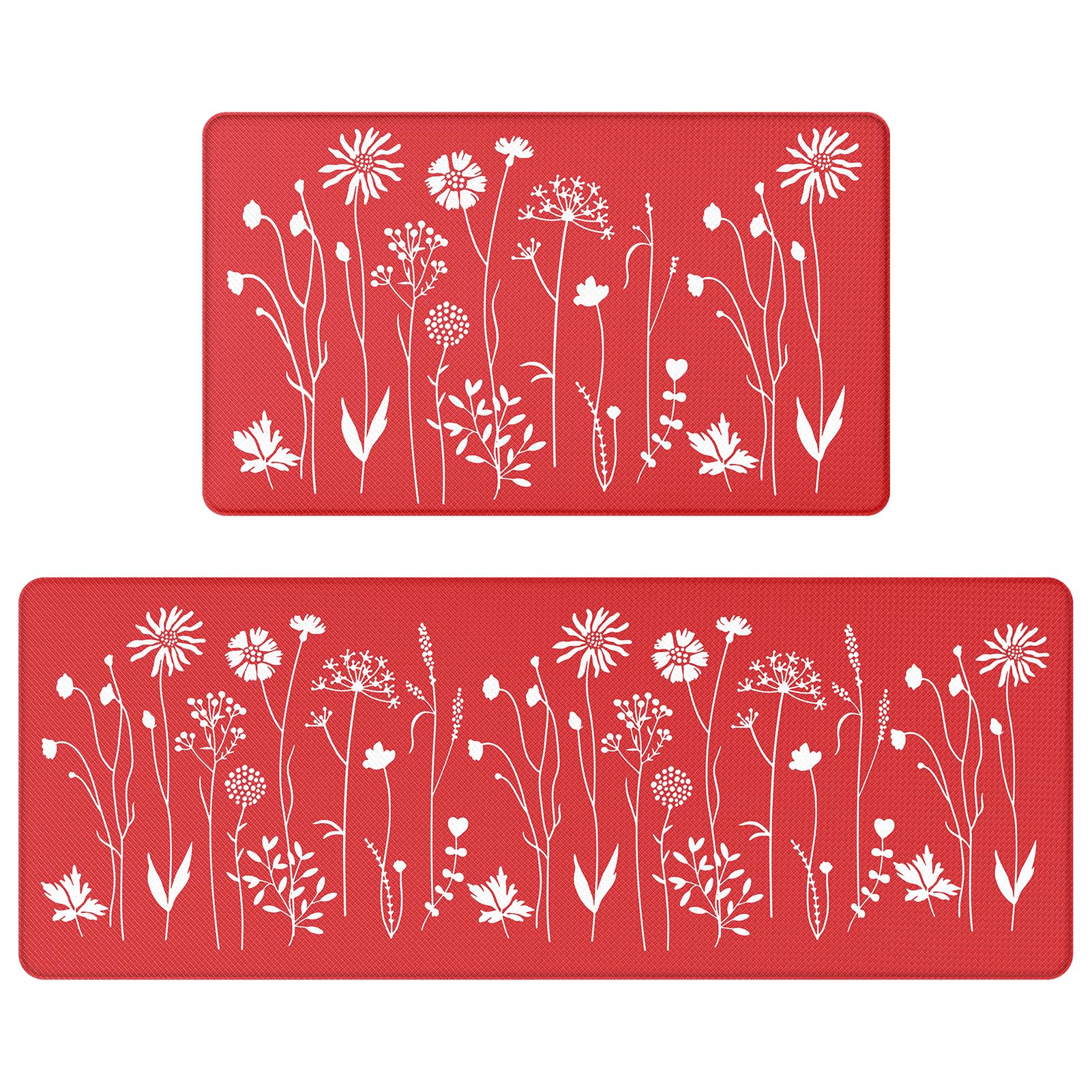 Rempry Kitchen Rug Anti Fatigue, Non Skid Cushioned Comfort Standing Kitchen Mat Waterproof and Oil Proof Floor Runner Mat, Easy to Clean, 17"x59", Red