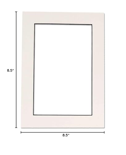 8.5x11 Precut White with Black Core Picture Matboard for 5.5x8.5 Picture - for Frames Measuring 8.5 x 11 Inches - Bevel Cut Matte to Display Art Measuring 5.5 x 8.5 Inches - Acid Free ONE MAT