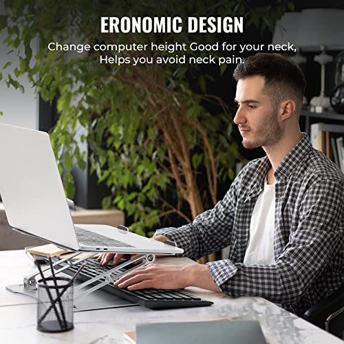 Laptop Stand,Foldable Height Lift Laptop Stand,Heat Dissipation,Ergonomic Design,Compatible with MacBook Air/Pro Dell HP XPS Lenovo Chromebook Ipad All Laptops 10-17'',Silver,F1-2