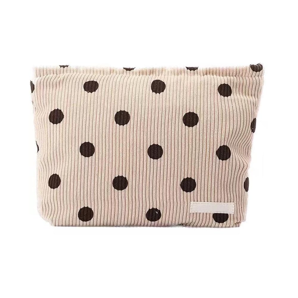 Corduroy Cosmetic Bag For Women Polka Dot Makeup Bag Travel Toiletry Bag For Women Aesthetic Stuff Girls Case Bags Alipearl (Light Pink)