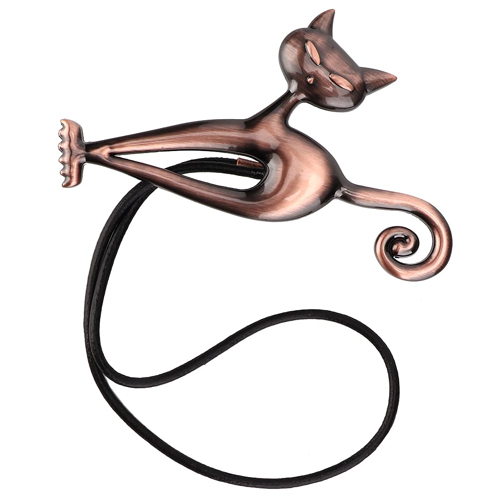 NDNCZDHC 1Pc Metal Magnetic Curtain Tiebacks, Cute Animal Cat Decorative Holder Convenient Drape Tie Backs for Draperies, Curtain Buckle Curtain Clip Bedroom Drapery Holder(Red Bronze)