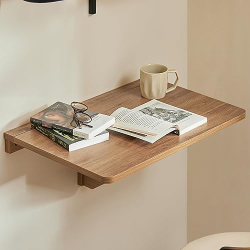 Haotian SoBuy Trestle Desk Wall-Mounted Drop-Leaf Table Folding Kitchen & Dining Computer Desk Home Office Workstation, Natural FWT03-PF