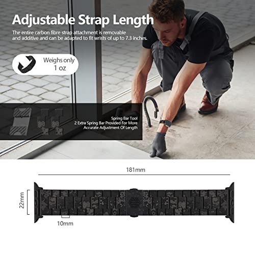 Haflyer Carbon Fiber Apple Watch Band Compatible with iWatch Series 1/2/3/4/5/6/7/8/SE/ULTRA, 49/45/44/42mm, with Buckle Quick Release (Erode)