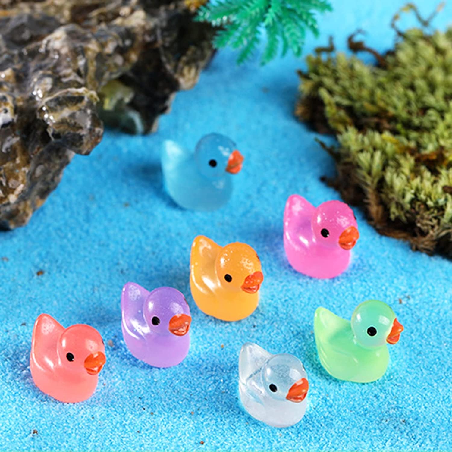 10Pcs Blue Miniature Duck Miniature Animal Figures, Lovely Ornaments, Ornament for Present for Home Decoration