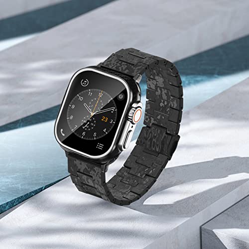 Haflyer Carbon Fiber Apple Watch Band Compatible with iWatch Series 1/2/3/4/5/6/7/8/SE/ULTRA, 49/45/44/42mm, with Buckle Quick Release (Erode)