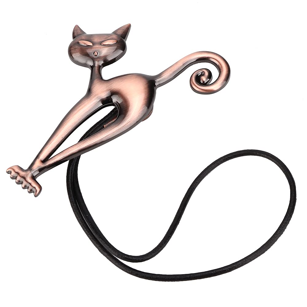 NDNCZDHC 1Pc Metal Magnetic Curtain Tiebacks, Cute Animal Cat Decorative Holder Convenient Drape Tie Backs for Draperies, Curtain Buckle Curtain Clip Bedroom Drapery Holder(Red Bronze)