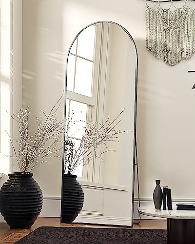 Antok Arched Full Length Mirror, 64"x21" Arched Floor Mirror, Glassless Mirror Full Length with Stand, Floor Mirror Freestanding, Wall Mounted Mirror for Bedroom Living Room, Black