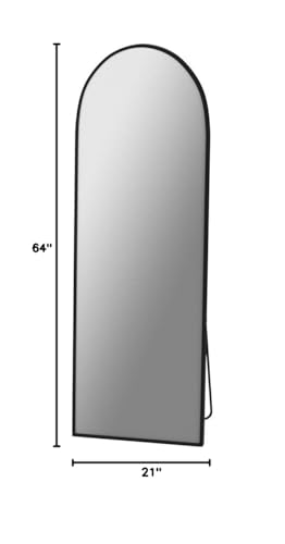 Antok Arched Full Length Mirror, 64"x21" Arched Floor Mirror, Glassless Mirror Full Length with Stand, Floor Mirror Freestanding, Wall Mounted Mirror for Bedroom Living Room, Black