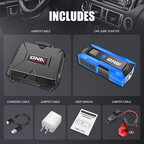 DNA MOTORING 12V 2000A Peak Multi-Function Portable Car Battery Jump Starter for Up to 8.0L Gas / 6.3L Diesel Engine, with Carry Case,Blue/Black, TOOLS-00277