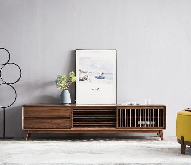 Slabstudiohongkong Japanese Style Black Walnut tv Unit, credenza Modern, Handmade Sideboard TV Cabinet, Black Walnut Wood