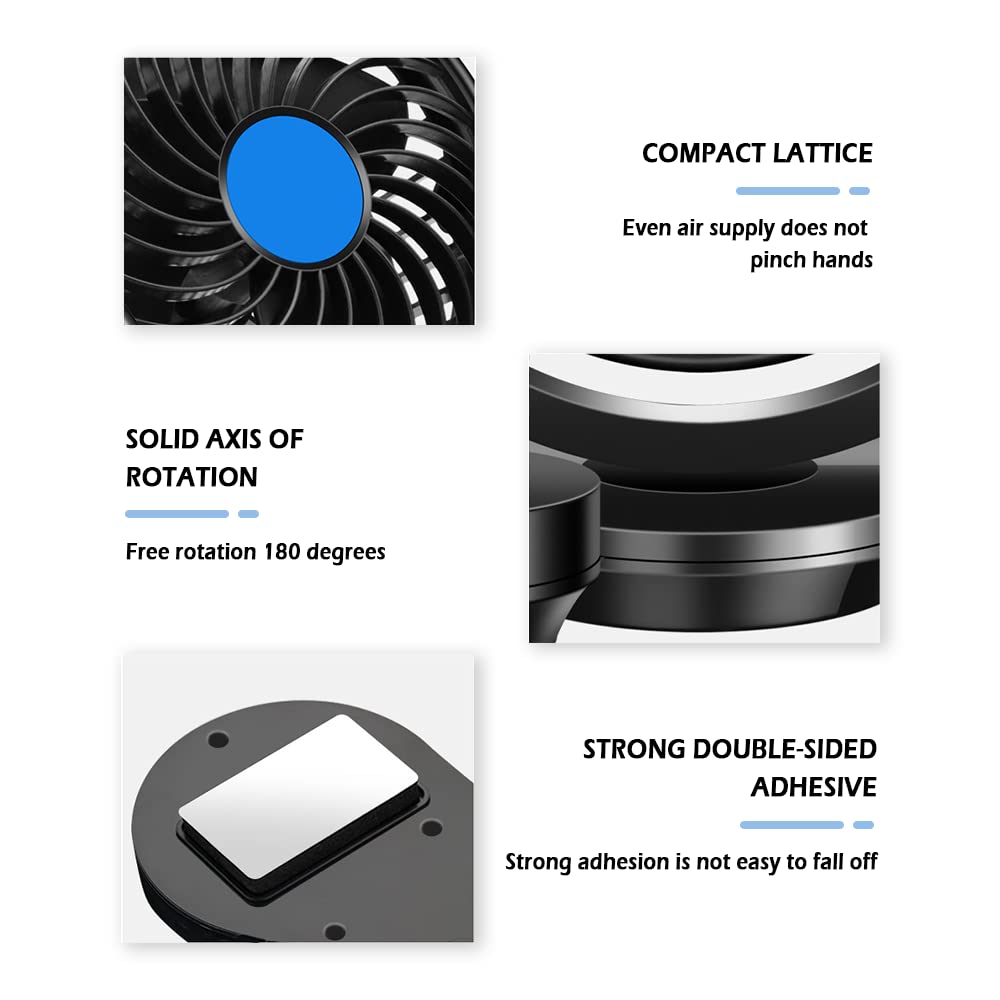 Dual Head Car Fan with Cigarette Lighter Adaptor,2 Speed Strong Quiet Wind+All-Round Adjustment Car Fans that Blow Cold Air Wide Range,Summer Car Essentials Desk Fan for SUV RV Truck Dashboard