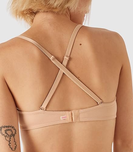 Victoria's Secret Pink Wear Everywhere Strapless Push Up Bra, Padded, Adjustable Straps, Beige, (34C)