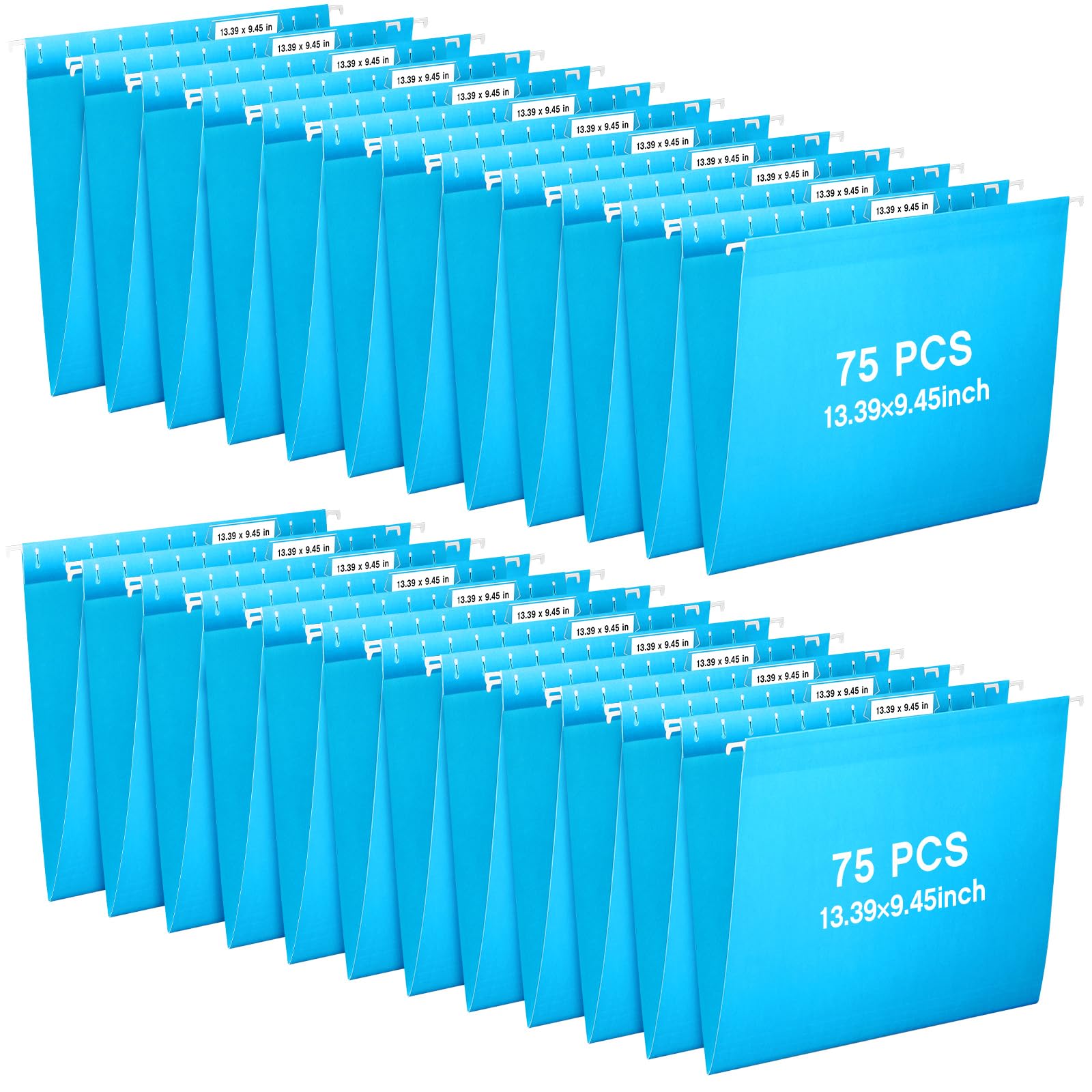 Estune 75 Pcs Hanging File Folders with Tab Letter Size Hanging Folders File Folder File Organizer for Office Cabinet Document Storage Supplies (Blue)
