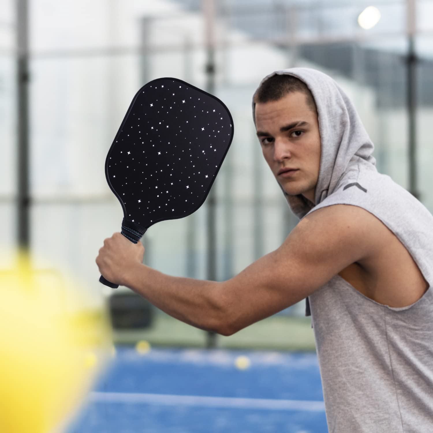 Pickleball Rackets Set of 2 with Fiberglass Face, Honeycomb Core Pickle Ball Paddle Set, Graphite Pickleball Paddles with Storage Bag
