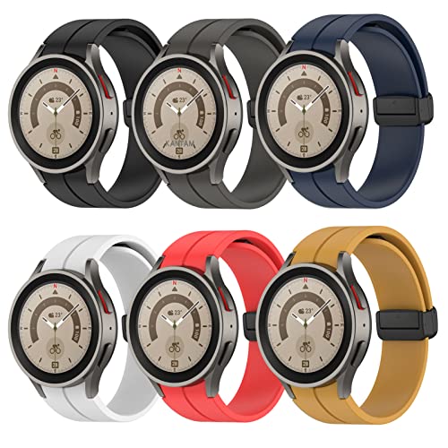 Galaxy Watch 6/5/4 Band 40mm 44mm,for Samsung Galaxy Watch 6 Classic Bands 47mm 43mm/Galaxy 4 Classic 46mm 42mm/watch 5 pro Men Women,Magnetic Clasp Silicone Sport Strap Wristband Correa