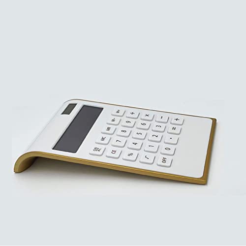 Calculators, Benkaim Gold Calculator Desk, Gold Office Desk Accessories, Standard Basic Desk Calculator with LCD 10-Digit Display, Office Supplies for Women (White)