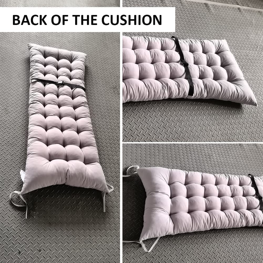 SPIOKLFD Sun Lounger Chair Cushions, 47-inch x 19.7-inch, Cotton, Expanded Polyethylene, Outdoor, Contemporary, Gray, Rectangular, Washable, Durable, Breathable, Soft