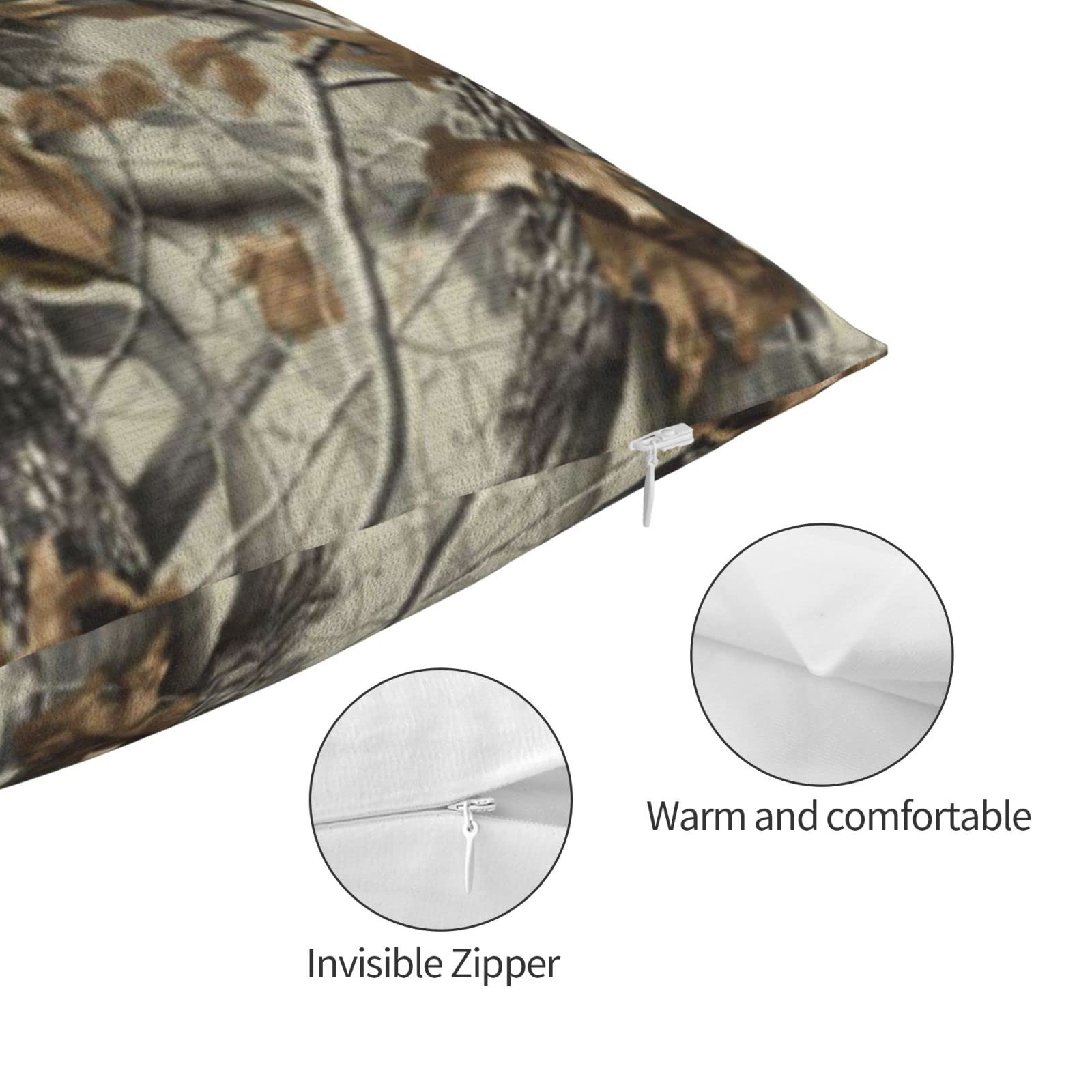 Bed Pillow Protector Zippered Mossy-Tree-Camo-Leaf Soft Pillow Case Cover 20x30 Inches
