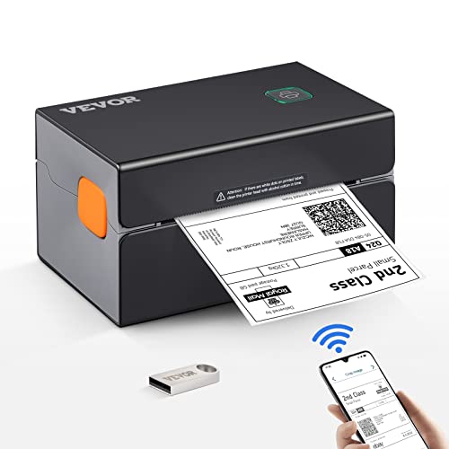 VEVOR Bluetooth Thermal Label Printer HD(300DPI), Â Wireless Shipping Label Printer w/Auto Label Recognition, Support Windows/MacOS/Linux/Chromebook, Compatible w/USPS, Amazon, Ebay, Etsy, UPS, etc.