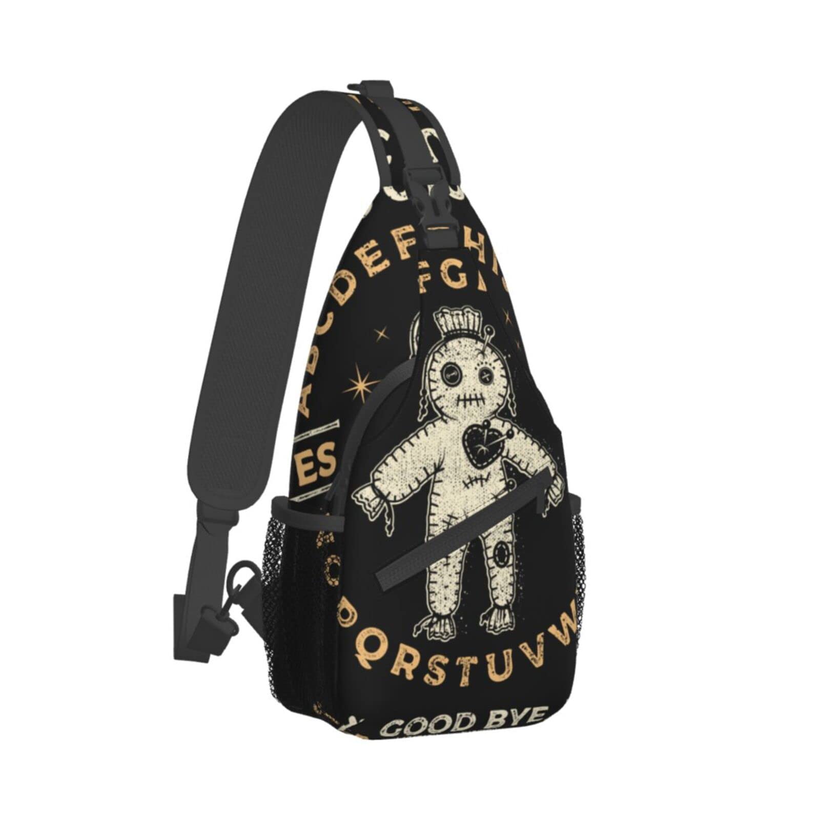 Wulilenxue Ouija Board with Voodoo Doll Occultism Set Sling Backpack, Crossbody Triangle Sling Bag Casual Chest Bags, Travel Hiking Daypack for Men Women Shoulder Bag