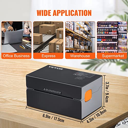 VEVOR Bluetooth Thermal Label Printer HD(300DPI), Wireless Shipping Label Printer w/Auto Label Recognition, Support Windows/MacOS/Linux/Chromebook, Compatible w/USPS, Amazon, Ebay, Etsy, UPS, etc.