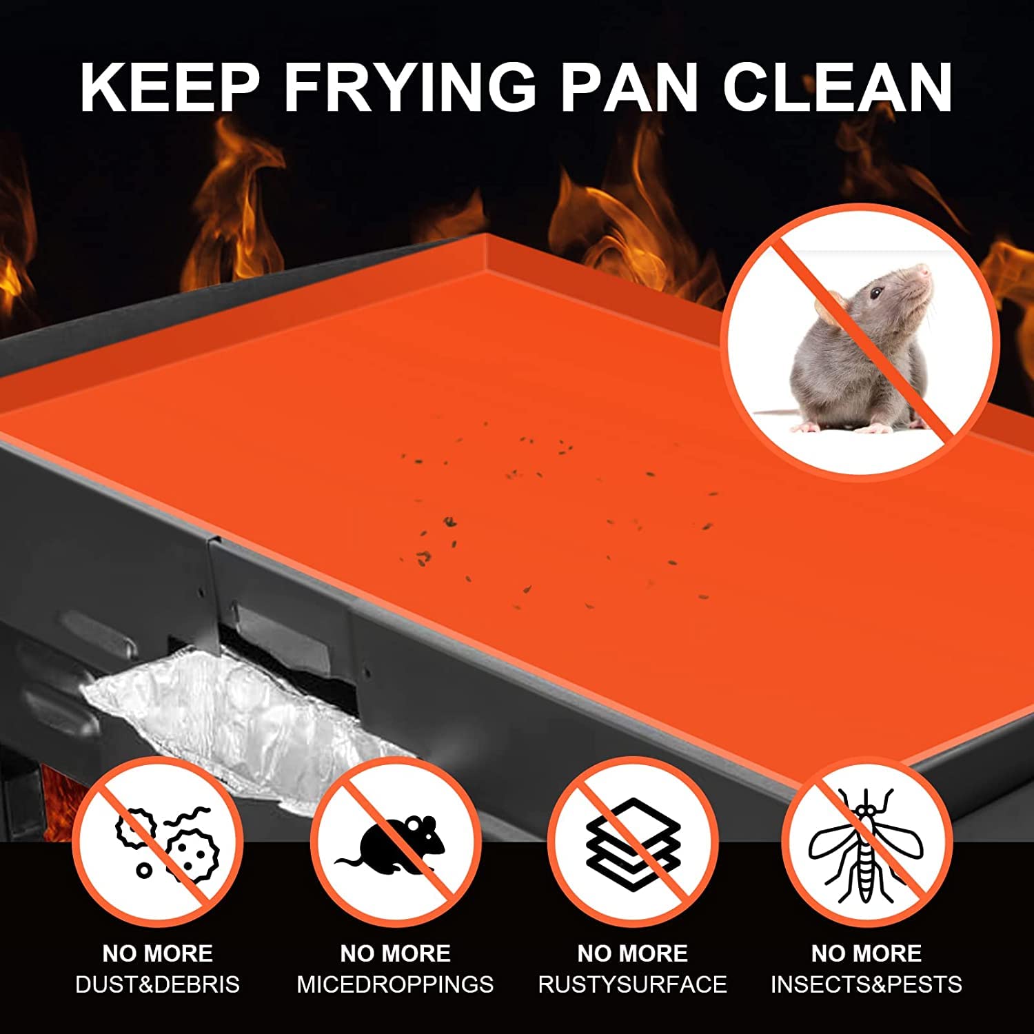 22" Griddle Mat Silicone for Blackstone, Griddle Silicone Protective Mat Cover,Heavy Duty Food Grade Silicone Grill Cover,Protect Your Grill from Rodents,Insects,Debris and Rust(Orange 22inch)