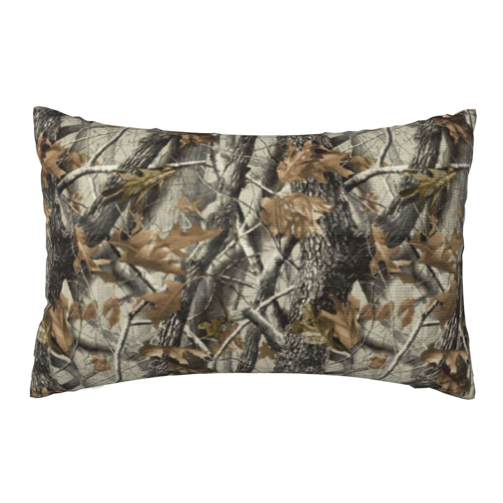 Bed Pillow Protector Zippered Mossy-Tree-Camo-Leaf Soft Pillow Case Cover 20x30 Inches