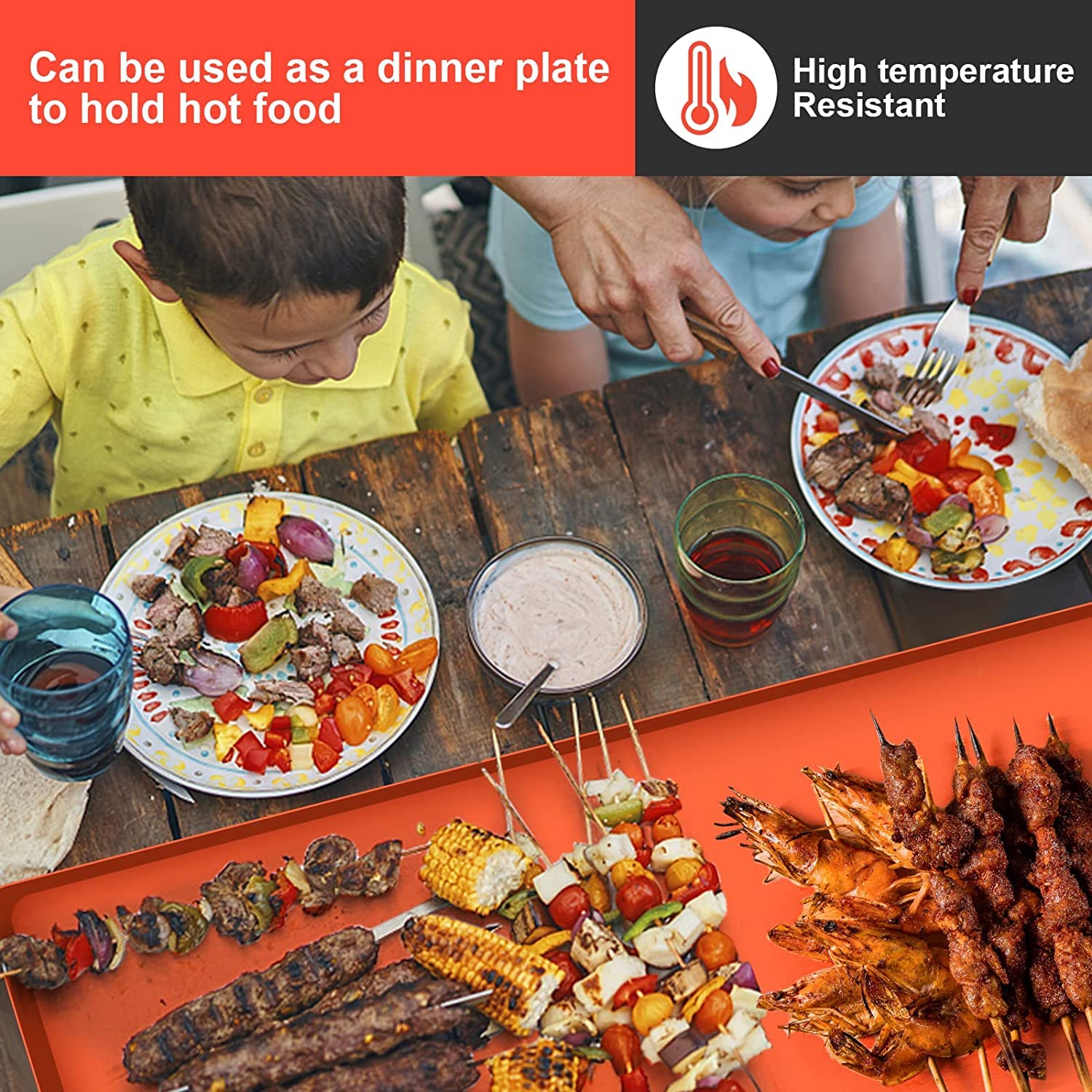 22" Griddle Mat Silicone for Blackstone, Griddle Silicone Protective Mat Cover,Heavy Duty Food Grade Silicone Grill Cover,Protect Your Grill from Rodents,Insects,Debris and Rust(Orange 22inch)