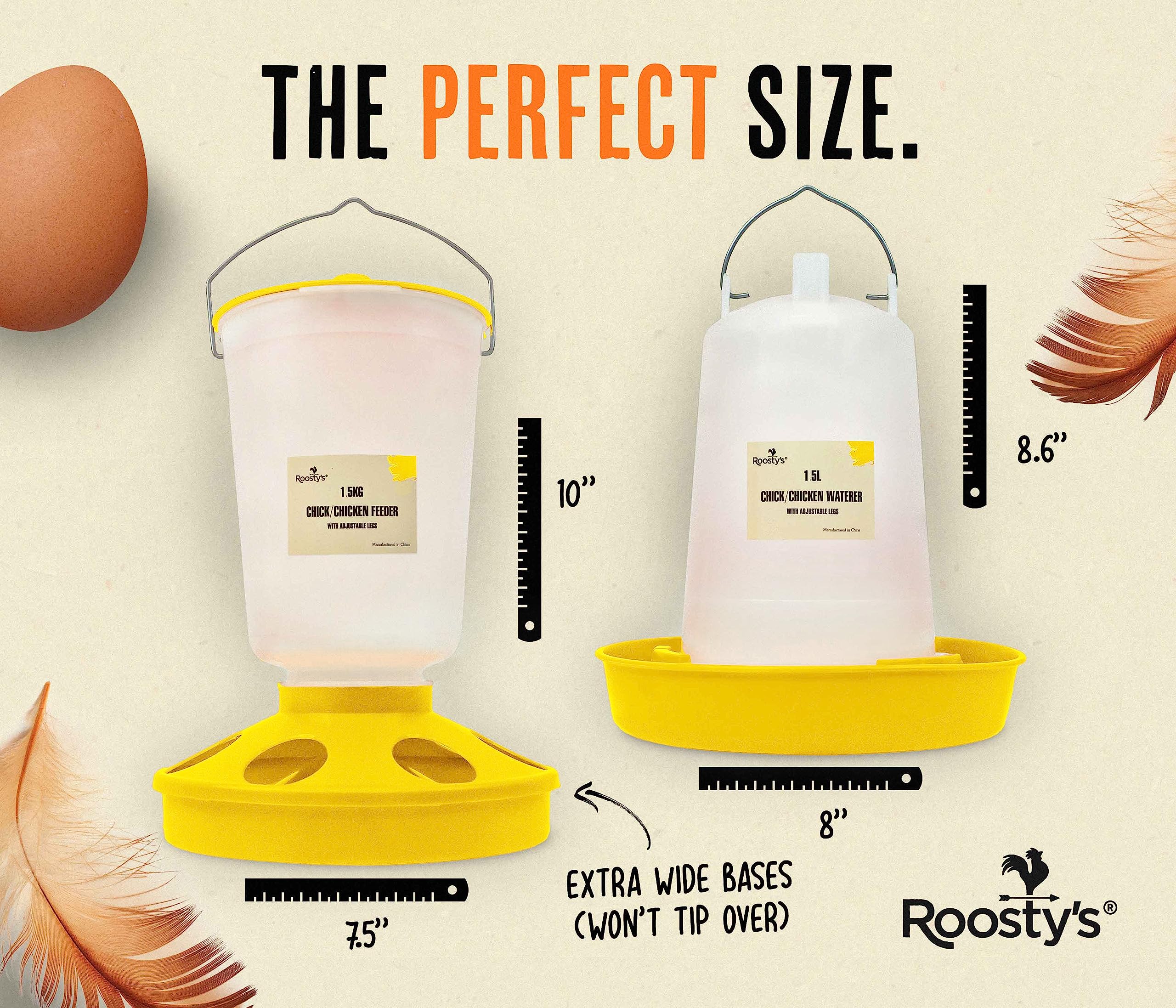 Roosty's - Top Fill Chicken Feeder and Waterer - 1.5KG/1.5L | Hanging, Small, Duck & Quail Feeder & Waterer | Chicken Supplies