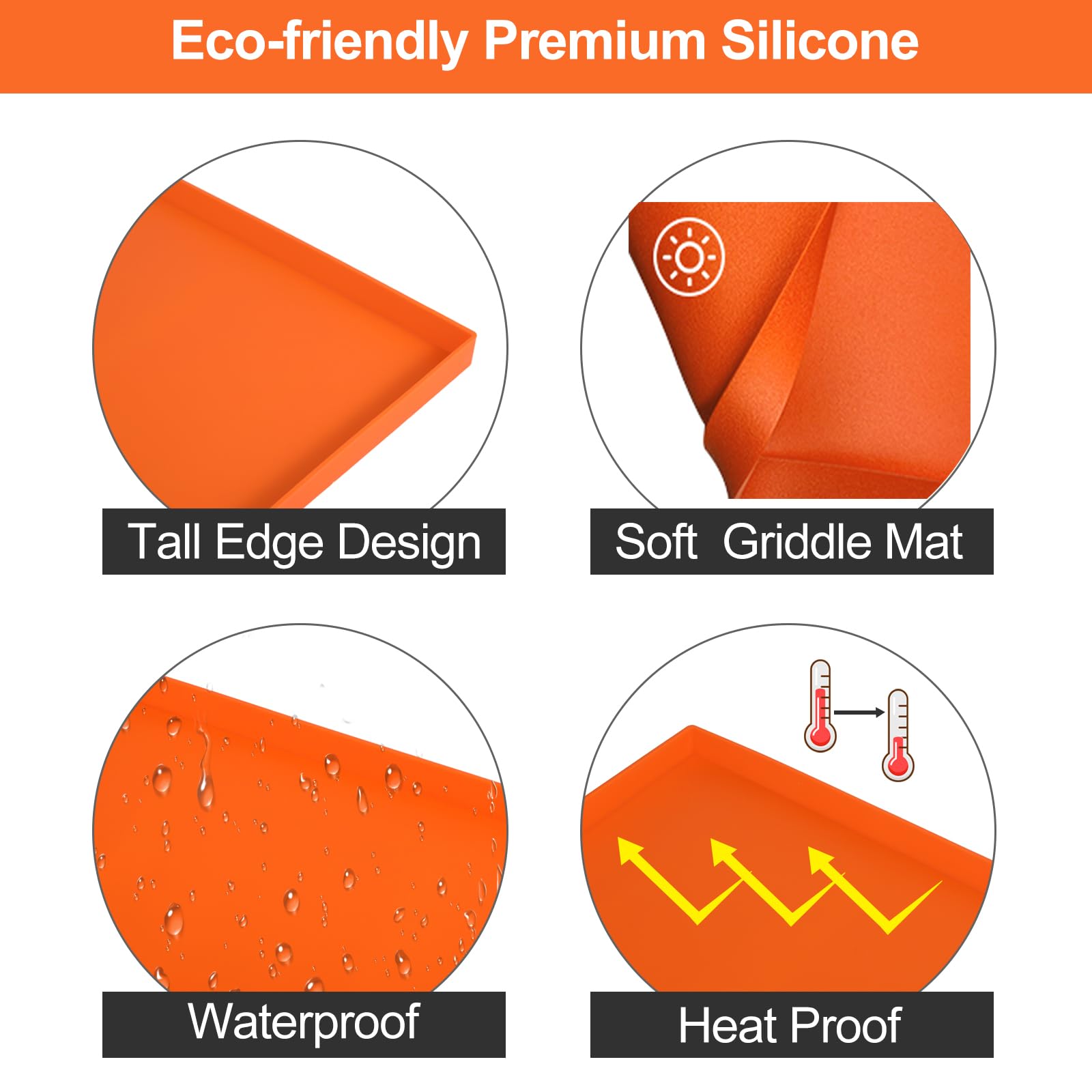22" Griddle Mat Silicone for Blackstone, Griddle Silicone Protective Mat Cover,Heavy Duty Food Grade Silicone Grill Cover,Protect Your Grill from Rodents,Insects,Debris and Rust(Orange 22inch)