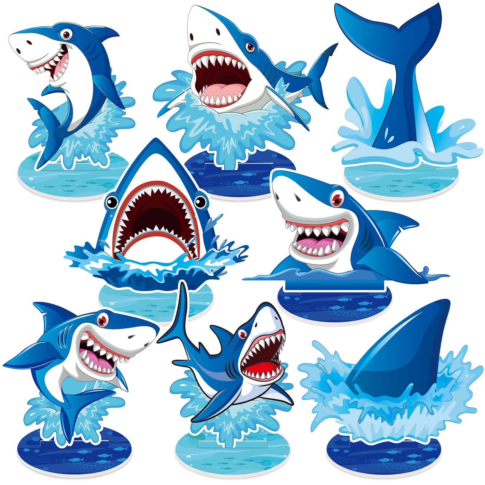 Namalu 16 Pcs Shark Centerpiece Party Decorations Shark Birthday Table Decorations for Ocean Animal Theme Under The Sea Baby Shower Birthday Party Supplies(Shark Theme)